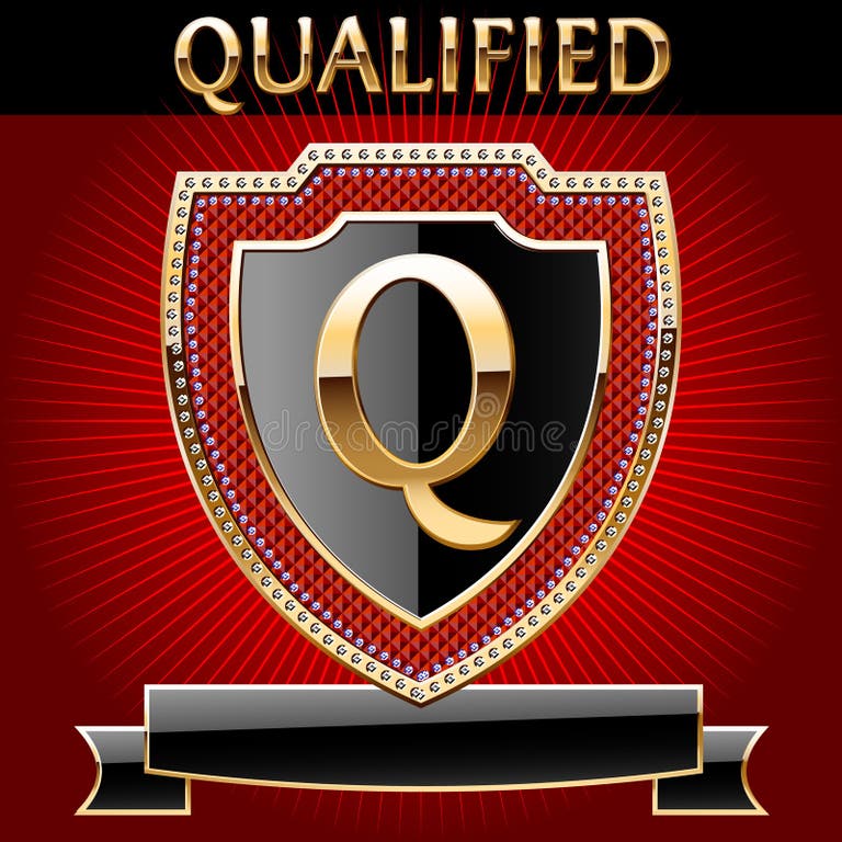 Shield in gold with ribbon stock vector. Illustration of brilliant ...