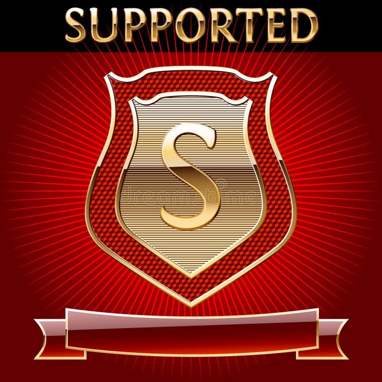 Shield in gold with ribbon stock vector. Illustration of emblem - 9765211