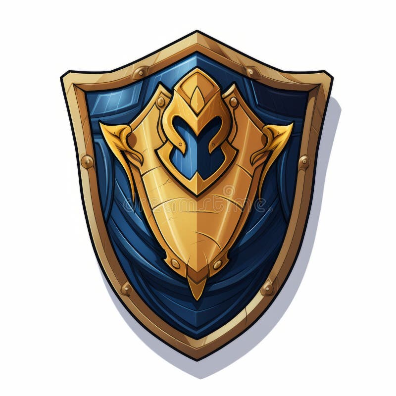 A Shield with a Golden Helmet on it Stock Illustration - Illustration ...