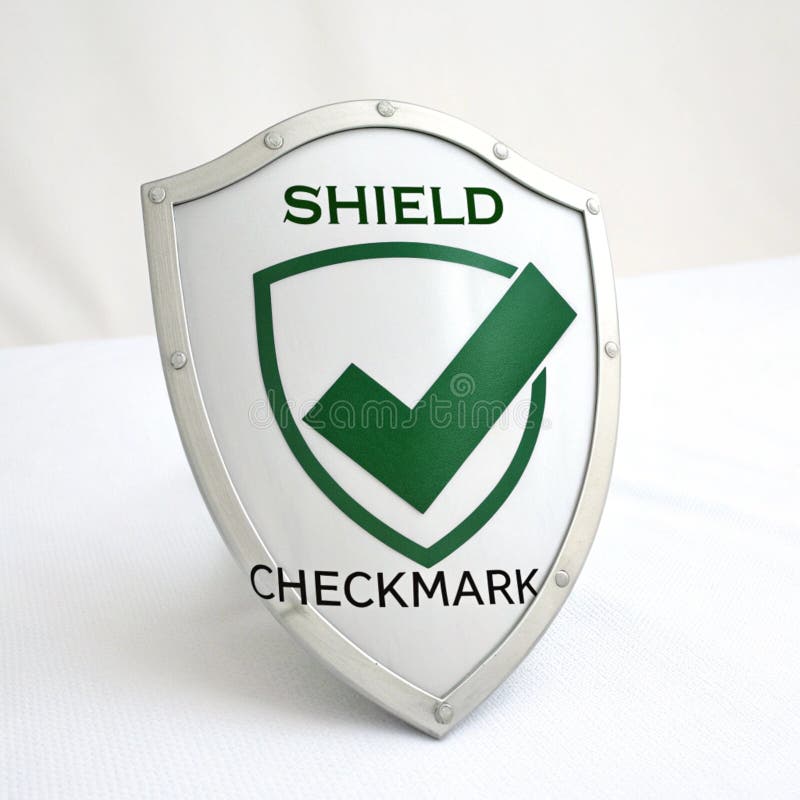 Shield with Green Check Isolated on White Background Stock Illustration ...