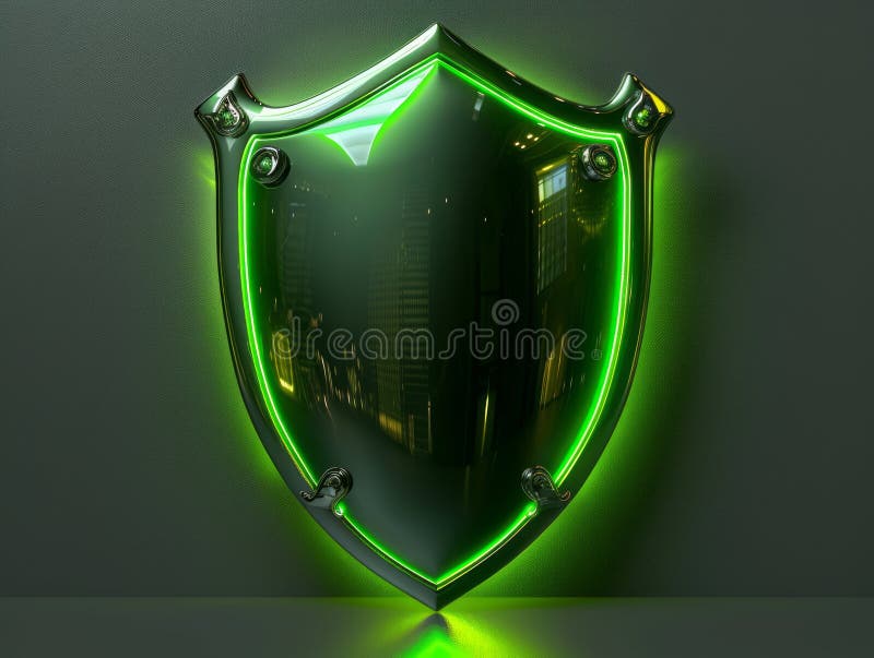 A Shield with Green Lights on it Stock Photo - Image of shiny, neon ...
