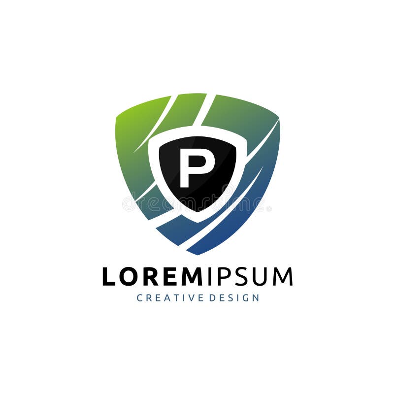 Shield Guard P Letter Logo stock illustration. Illustration of logo ...