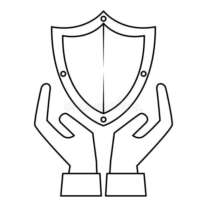 Shield Guard Security with Hands Stock Illustration - Illustration of ...
