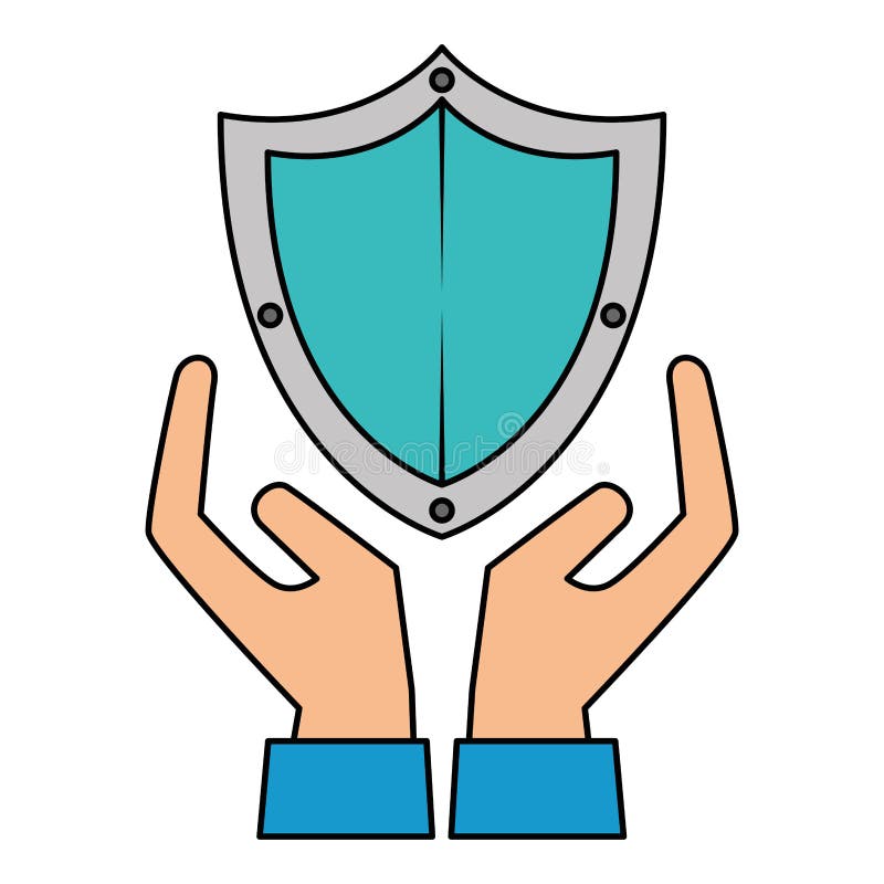 Shield Guard Security with Hands Stock Illustration - Illustration of ...