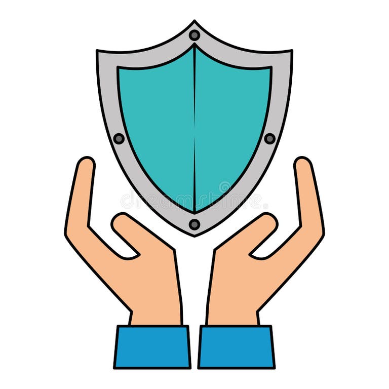 Shield Guard Security with Hands Stock Illustration - Illustration of ...