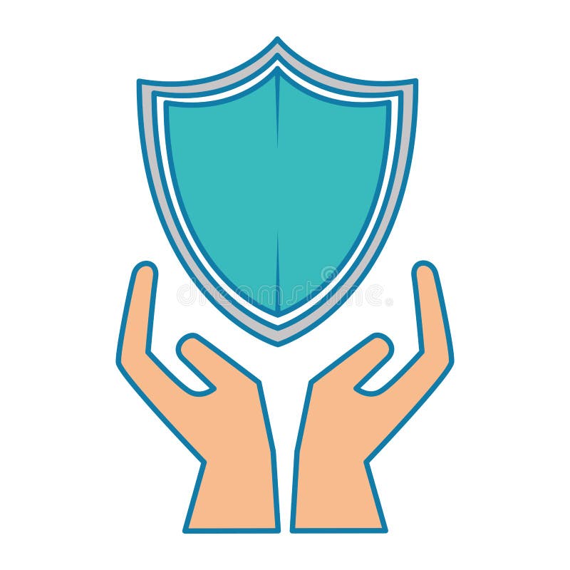 Shield Guard Security with Hands Stock Illustration - Illustration of ...