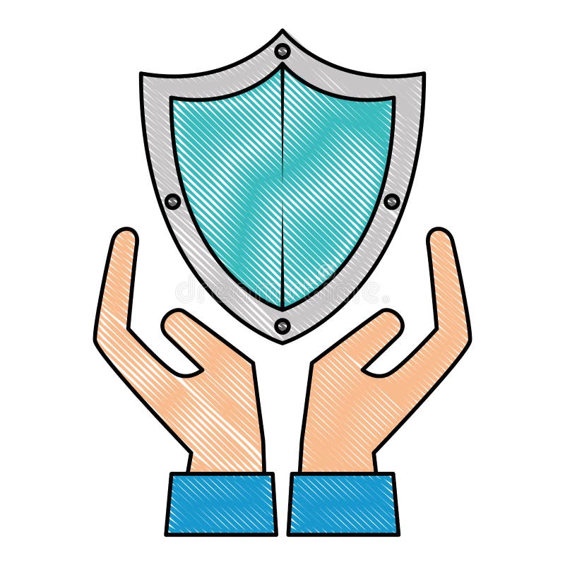 Shield Guard Security with Hands Stock Illustration - Illustration of ...