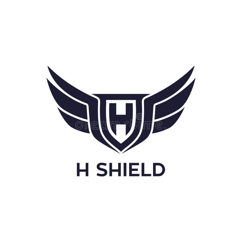 Shield H with Wing Logo Design Stock Vector - Illustration of security ...