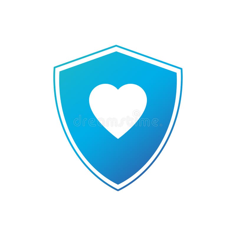 Shield in Heart Icon. Vector Illustration Isolated on White Background ...