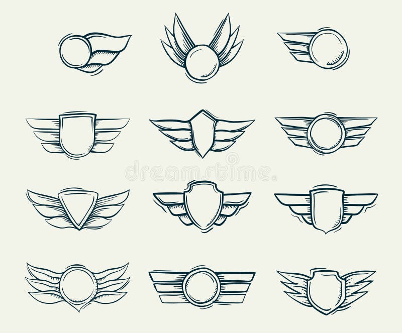 Shield with heraldry wings stock vector. Illustration of emblem - 102687543