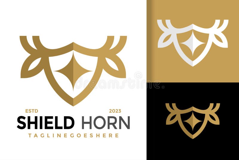 Shield Horned Logo Logos Design Element Stock Vector Illustration ...