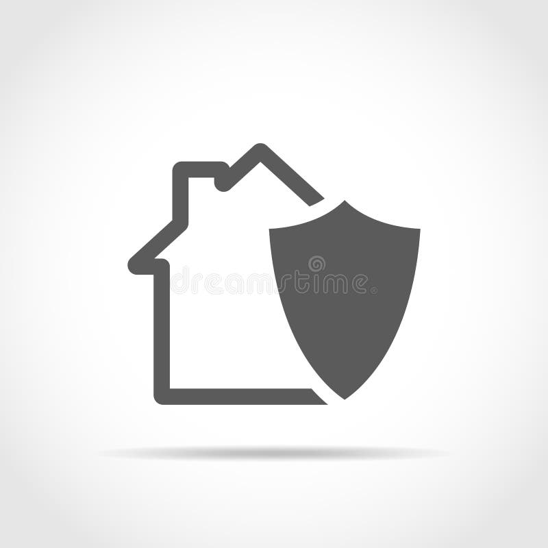 House with Shield Icon. Gold Safety Sign. Security Concept Stock ...