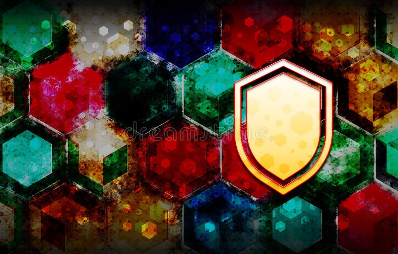 Shield Icon Abstract 3d Colorful Hexagon Isometric Design Illustration ...