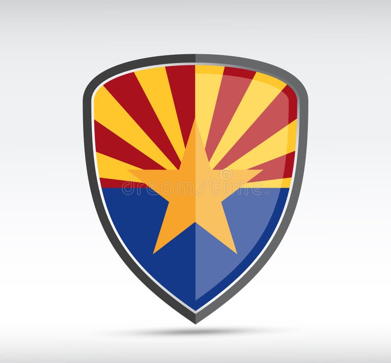 Shield Icon with Arizona State Flag Stock Vector - Illustration of ...