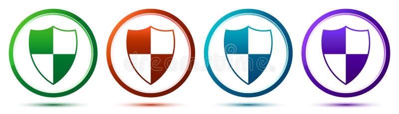 Shield Icon Artistic Frame Round Button Set Illustration Stock Vector ...