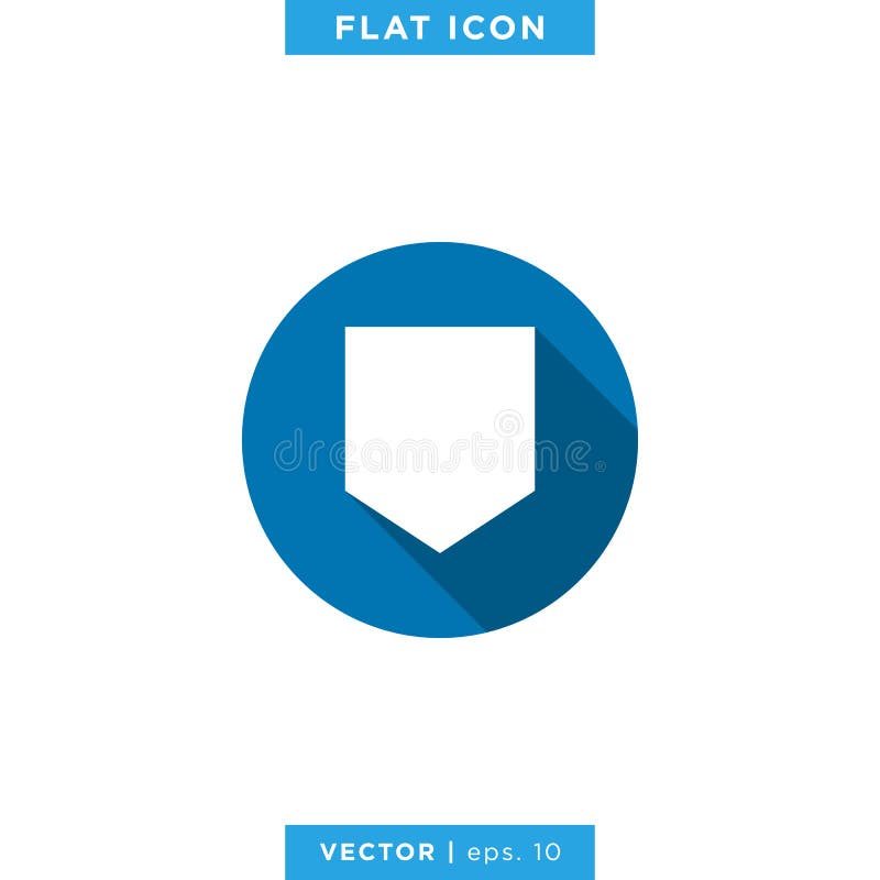 Shield Icon in Blue Circle with Long Shadow Vector Logo Design Template ...