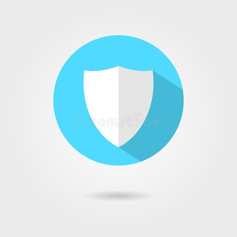 Shield Icon in Blue Circle with Shadow Stock Vector - Illustration of ...