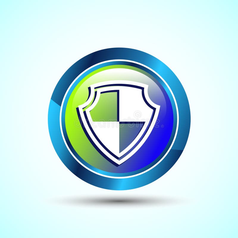 Shield Icon Button Design Illustration. Security, Protection Icon Stock ...