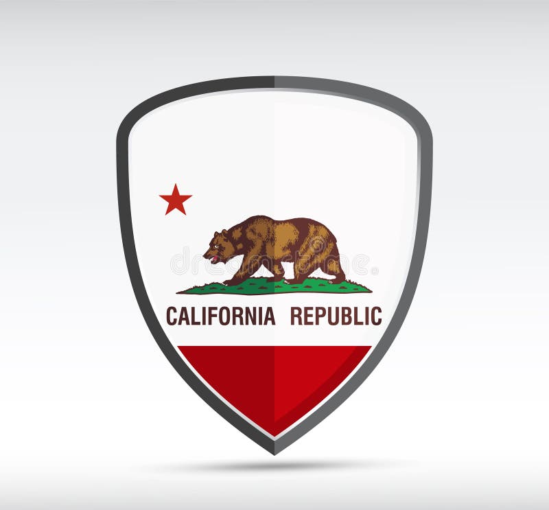 Shield Icon with California State Flag Stock Vector - Illustration of ...