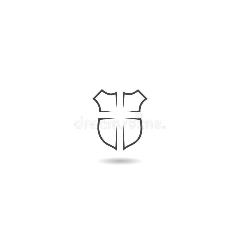 Shield Icon with Christian Cross Icon with Shadow Stock Vector ...