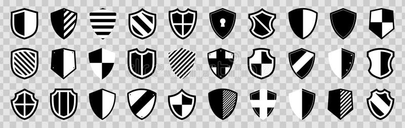 Shield Icon Collection. Set of Black Shield Logo Stock Vector ...