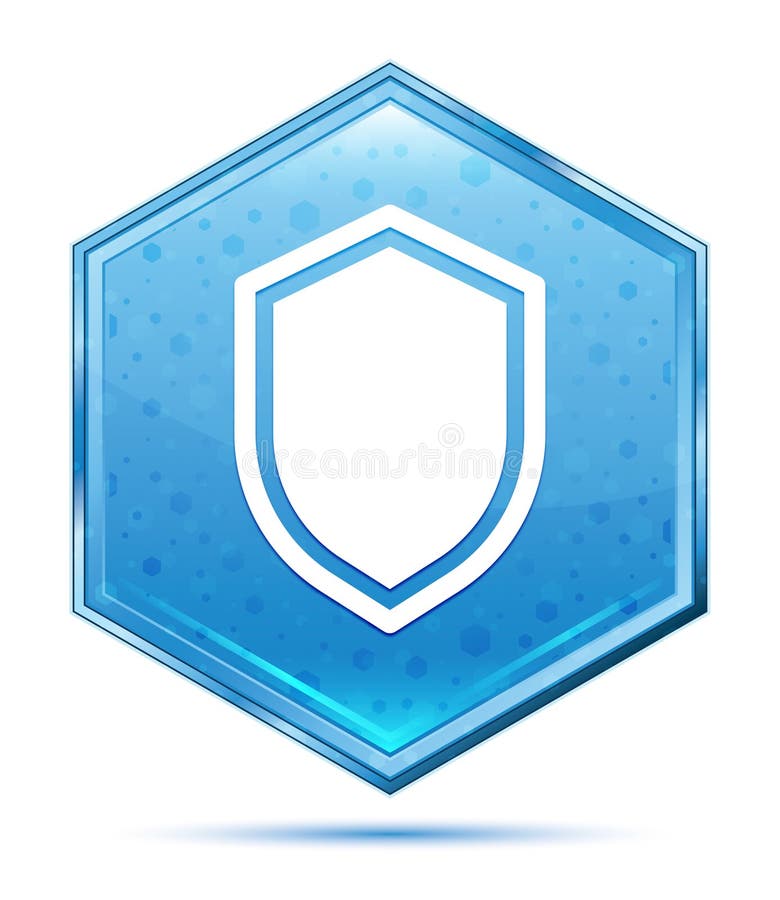 Shield Icon Crystal Blue Hexagon Button Stock Illustration ...