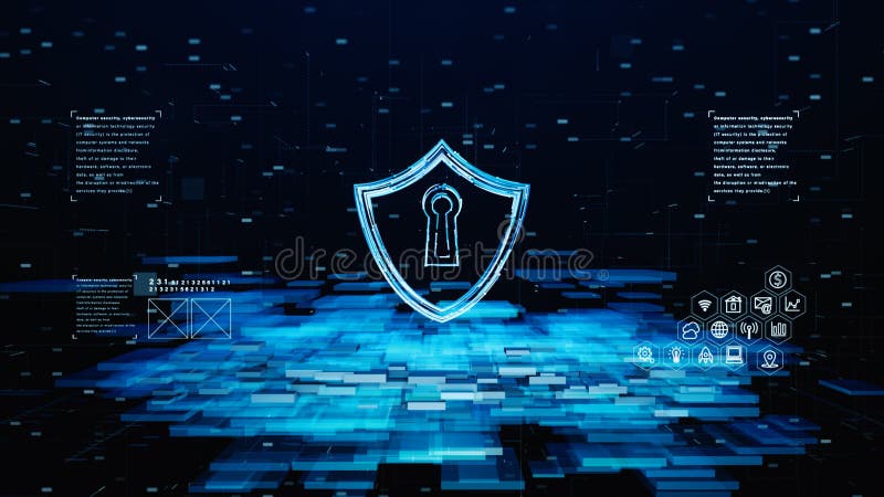 Shield Icon of Cyber Security. Digital Data Network Protection. Network ...
