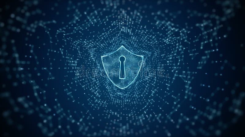 Shield Icon of Cyber Security. Digital Data Network Protection. Network Connection Data Analysis ...