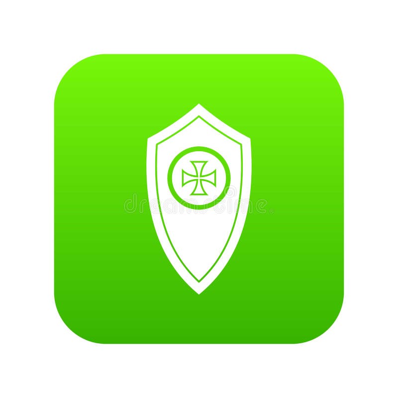 Shield icon digital green stock vector. Illustration of equipment ...