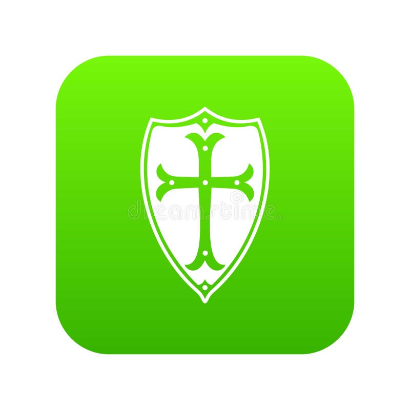 Shield icon digital green stock vector. Illustration of armor - 115548929