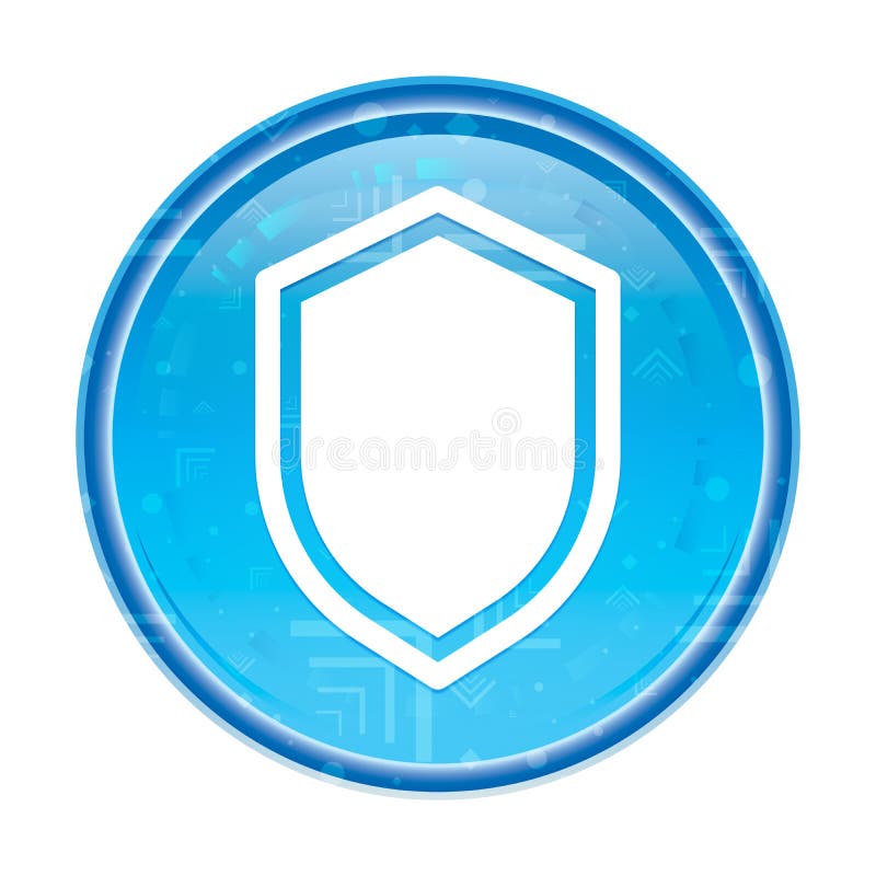 Shield Icon Floral Blue Round Button Stock Illustration - Illustration ...