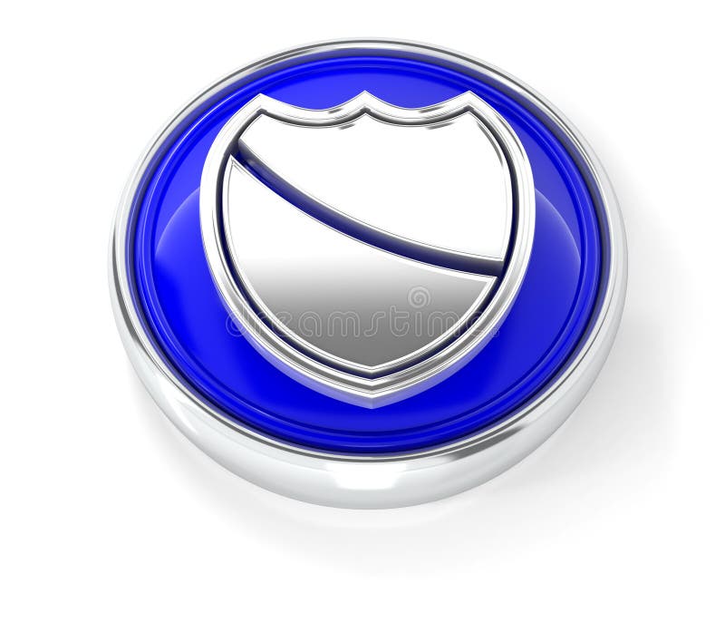 Shield Icon on Glossy Blue Round Button Stock Illustration ...