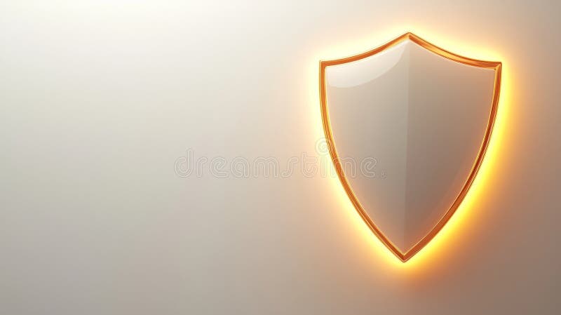 Shield Icon with Glowing Edges on a Light Background. the Shield ...