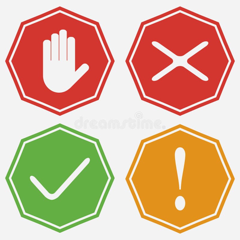 Tick exclamation icon stock illustration. Illustration of banner - 13898753