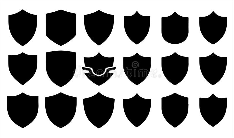 Shield Icon. Heraldic Shield Set Design a Vector Illustration Stock ...