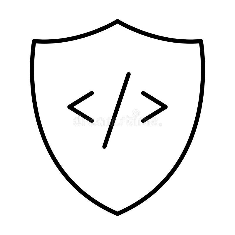 Shield Icon Illustration with Coding. Programming Editor Safety. Icon ...