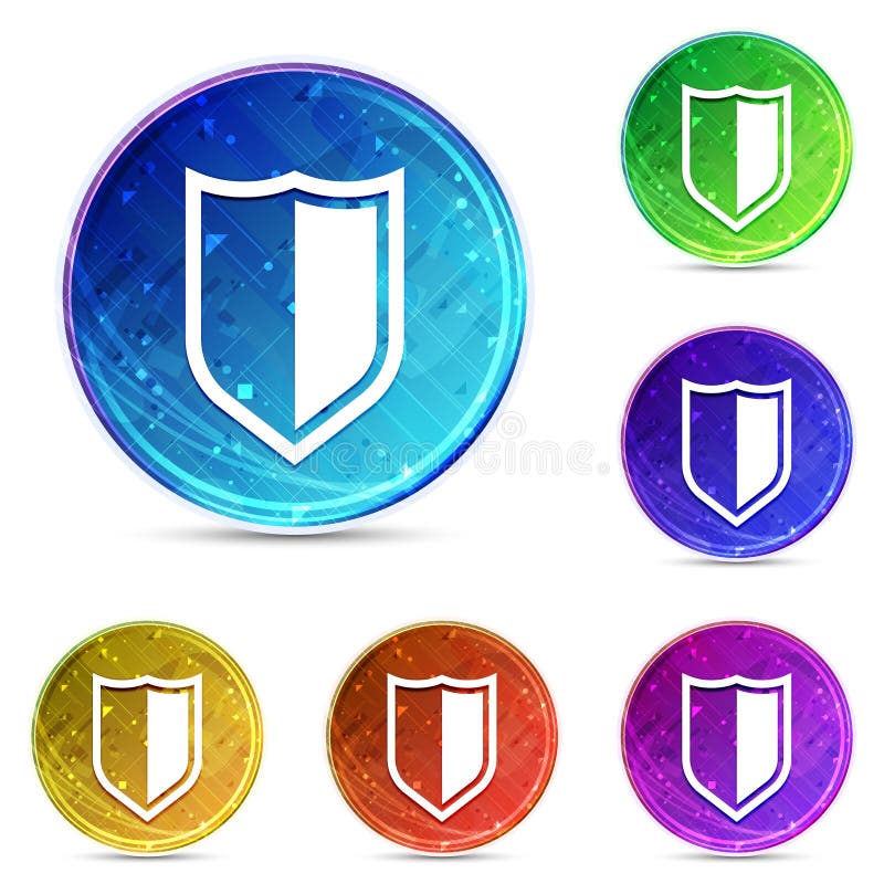 Shield Icon Digital Abstract Round Buttons Set Illustration Stock ...