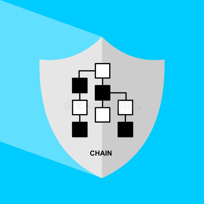 Shield Icon with Long Shadow - Block Chain. Stock Vector - Illustration ...
