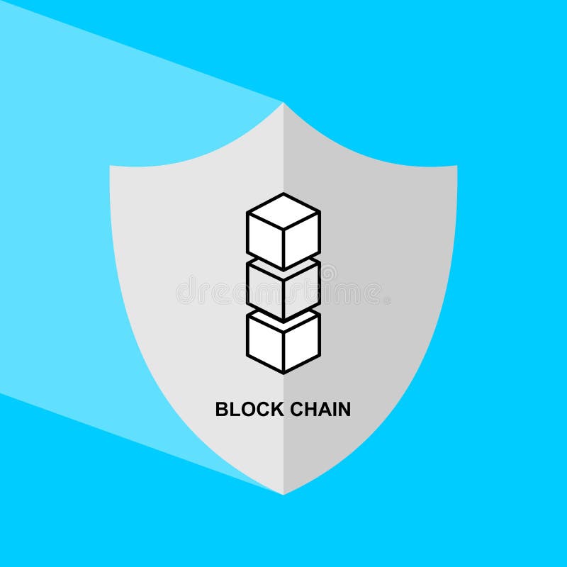 Shield Icon with Long Shadow - Block Chain. Stock Vector - Illustration ...