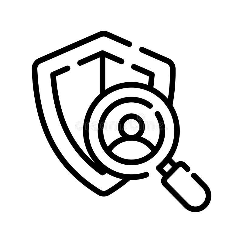 Safety Checking Icon. Magnifying Glass with Protection Shield Stock ...