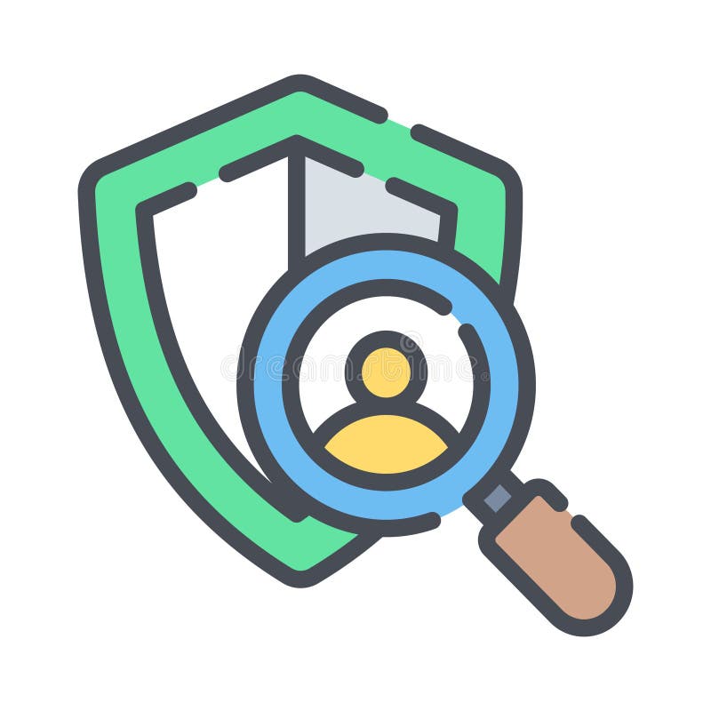 Safety Checking Icon. Magnifying Glass with Protection Shield Stock ...