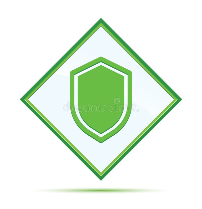 Shield Icon Modern Abstract Green Diamond Button Stock Illustration ...