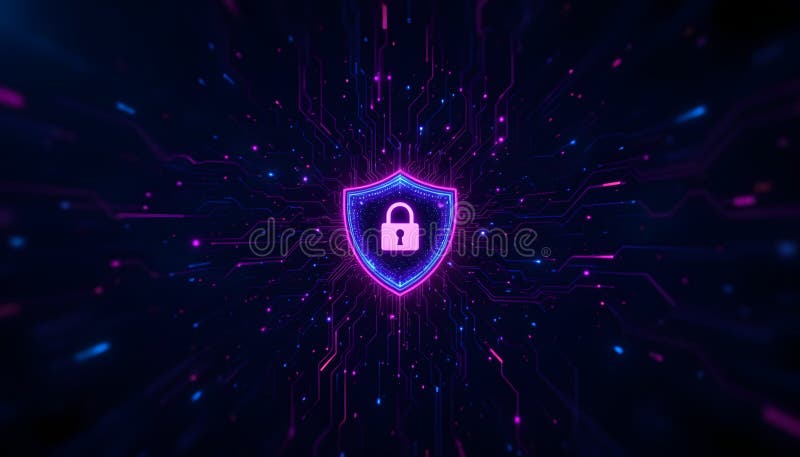 Shield Icon Over Server Farm Stock Illustration - Illustration of farm ...