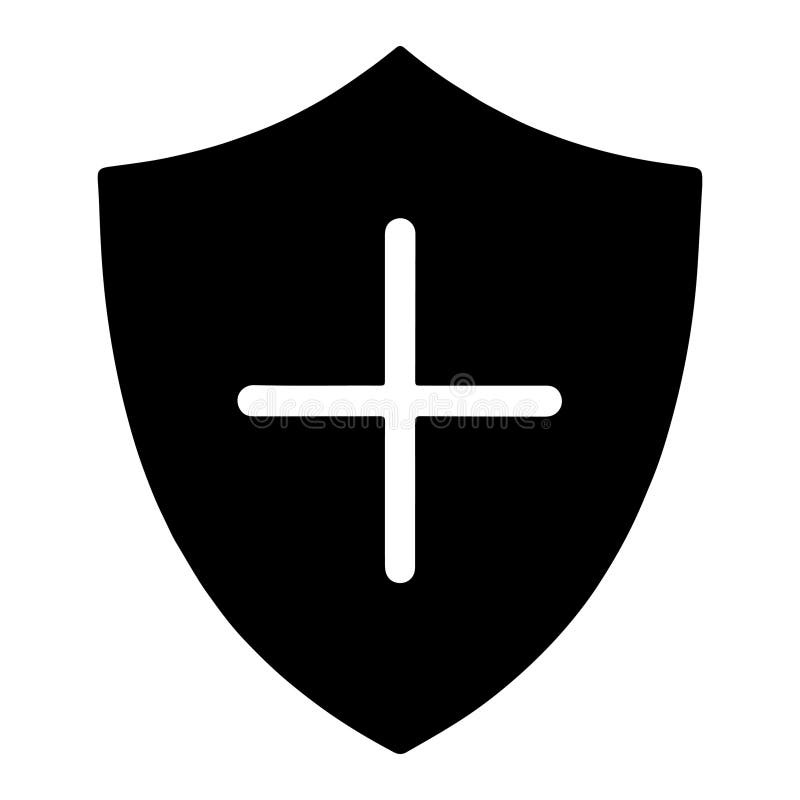 Shield Icon with Plus Symbol for Security and Protection. Stock ...