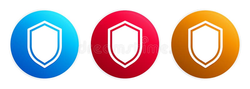 Shield Icon Premium Trendy Round Button Set Stock Vector - Illustration ...