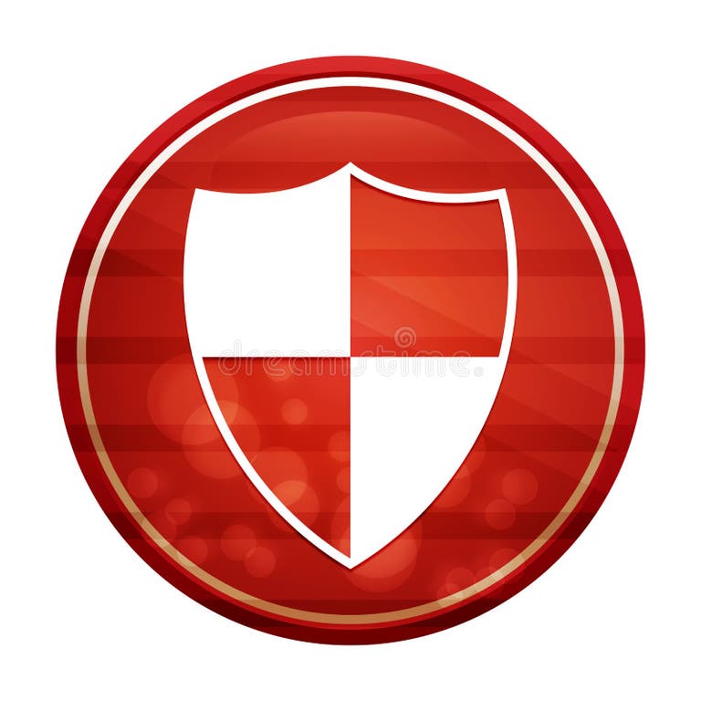 Shield Icon Realistic Diagonal Motion Red Round Button Illustration ...