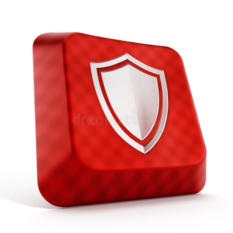 Shield Icon on Red Computer Key Stock Illustration - Illustration of ...