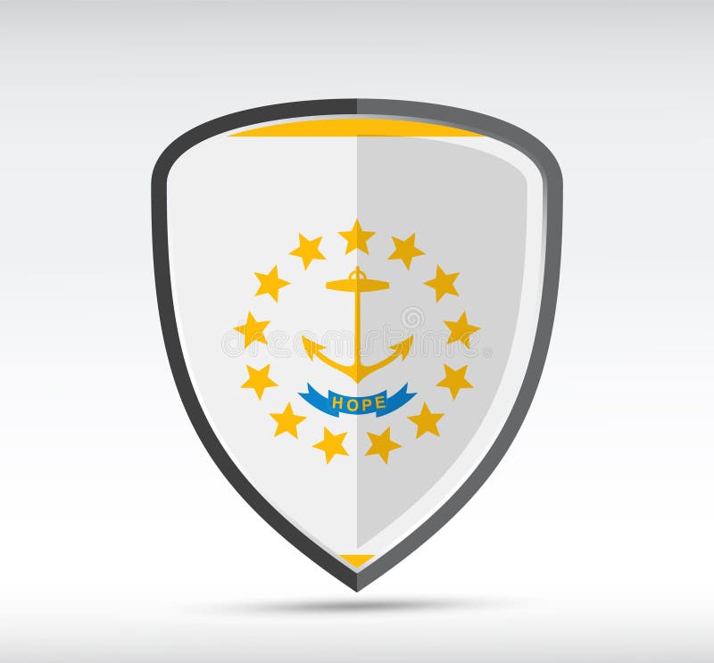 Shield Icon with Rhode Island State Flag Stock Vector - Illustration of ...