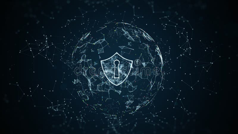 Shield Icon on Secure Global Network, Cyber Security and Information ...