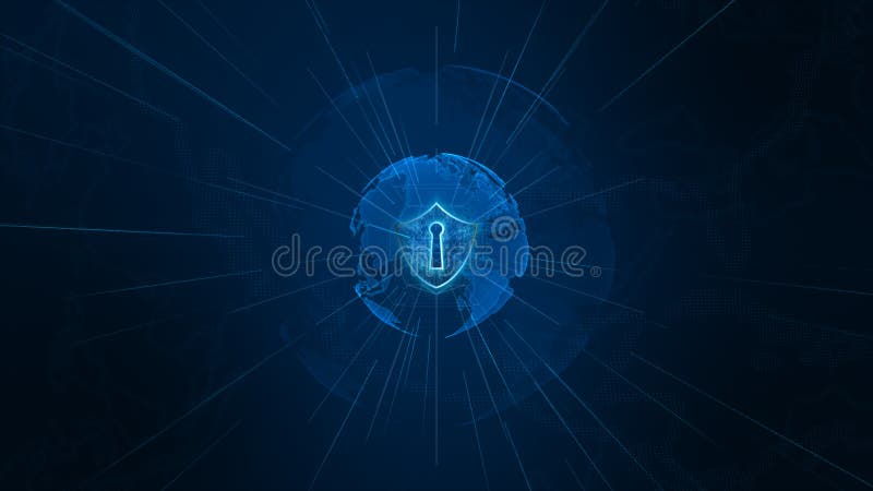 Shield and Email Icon on Secure Global Network , Cyber Security Concept ...